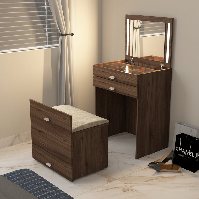Modern Vanity Table with Hidden Jewelry Storage, Drawers & Lift-Up Mir ...
